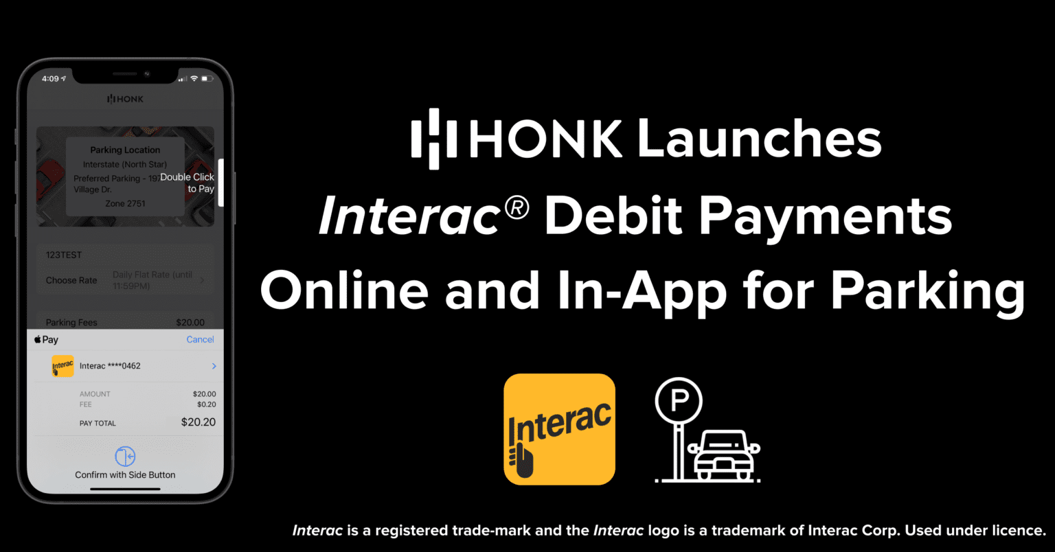 HONK Launches INTERAC Debit for Online and In-App Parking