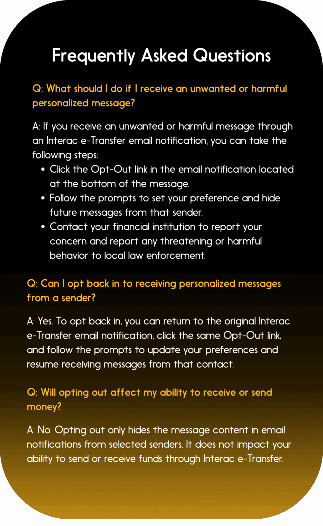 Interac e-Transfer® Opt-Out Notification Feature - Interac